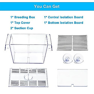 DaToo Fish Breeding Box Aquarium Holding Tank Transparent Fish Isolation Box Acclimation Hatchery Incubator Breeder Box for Baby Fish Betta Shrimp Clownfish Guppy