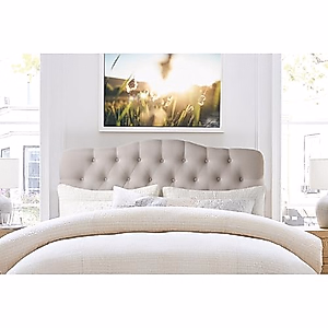 Rosevera Givanna Adjustable Heigh Headboard with Linen Upholstery and Button Tufting for Bedroom, Twin, Beige