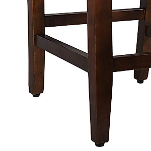 HomePop Upholstered Counter Height Barstool, 24-inch, Navy and Cream Geometric