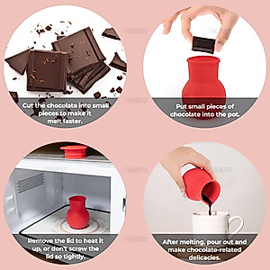 AUEAR, Set of 3 Silicone Melting Pot Chocolate Melt Pot Mold Red Microwave Butter Melter for Kitchen Baking Heat Milk Sauce