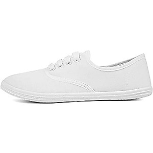 VenusCelia Women's Rainbow Lace Up Sneaker Shoes (8 M US,White)