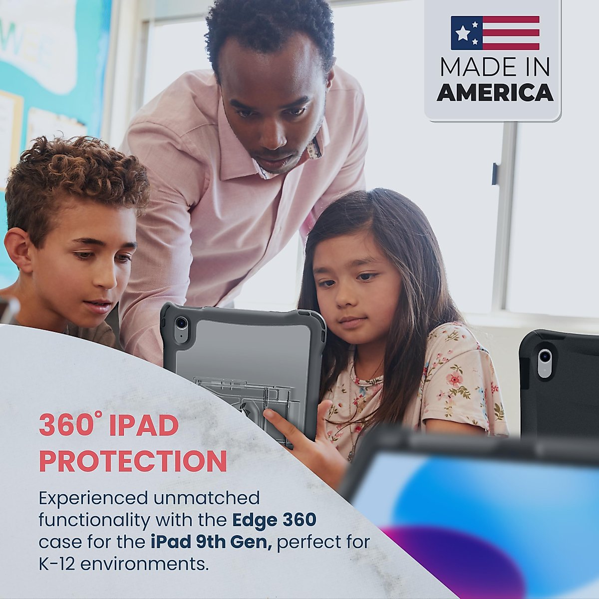 Brenthaven Edge 360 Case Fits iPad 9th | 8th | 7th Generation (10.2-inch) Protective Cover with Screen Protector and Adjustable Stand - Durable Slim Lightweight & Drop Tested Clear Back Shell - Gray