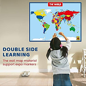 World Map Laminated Poster - Use For Home School,Classroom,Back to School Resources - 18 x 24 Inch