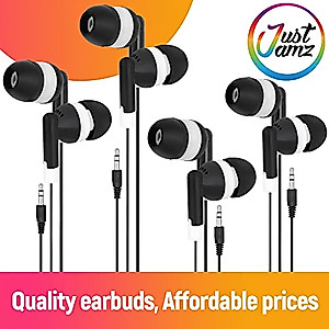 JustJamz Bulk Earbuds 1000 Pack | Black Dot Earphones Bulk for Classroom, Wholesale Earbuds Headphones Earphones for Kids, Perfect for Students, Schools, Hospitals, Hotels, Library, Museums