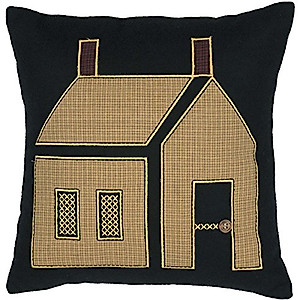 VHC Brands Heritage Farms Primitive House Pillow 18x18 Country Primitive Bedding Accessory, Black