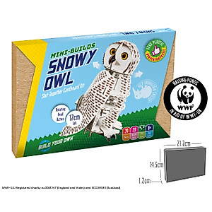 Build Your Own Moving Snowy Owl - Rotating Head Action - Eco Friendly Cardboard Craft Kit - Ages 8+