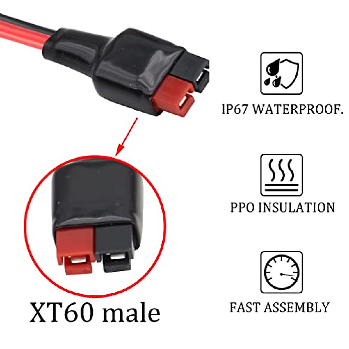 HCFeng 14AWG Double-Ended 45A an-der-Son Solar Charge Extension Cable 45A Battery Adapter Compatible with GZ/Yeti/G500 /Renogy/Boulder 200 Solar Panels Generator Power Inverter [3.3ft/1M]