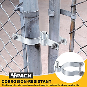 Hicarer 4 Pcs Chain Link Post Gate Hinge 3"[2 7/8" OD] x 5/8" Galvanized Steel Chain Link Fence Gate Post Hinge with Bolt and Nuts Parts Heavy Duty Fence Hardware for Outside