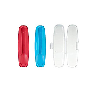 Innobaby Din Din Smart Stainless Steel Spoon and Fork with Carrying Case. Utensil Set for Kids and Toddlers. BPA Free. Green, 2 Count (Pack of 1)