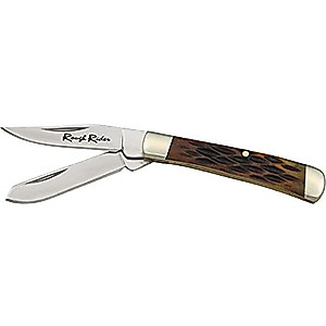 Rough Ryder KB201-2 AMBERJIGGED Tiny Trapper Amber Bone
