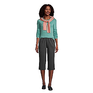Lands' End Women s Sport Knit Capri Pants Dark Charcoal Heather Plus 2X