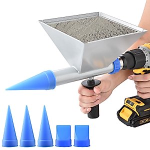 BOXmime Auger Mortar Caulking Gun,All-Metal Portable Pointing Grouting Caulking Sprayer With 5 Nozzles for Walls, Bricks, Floors (Not include Electric Drill)