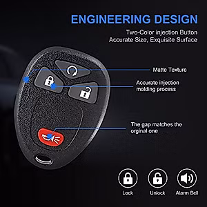 Pilida Key Fob Keyless Entry Remote: Keyless Control Clicker Compatible with Chevy SilveradoTraverse Equinox Avalanche GMC Sierra Pontiac Torrent Saturn Outlook Vue Replacement of OUC60270 OUC60221