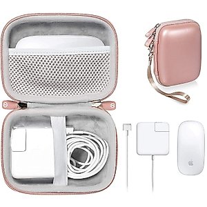 GETGEAR case for MacBook Magsafe/Magsafe 2 Charger Adapter, Magic Mouse 1, 2, Lightning Hub, Type C and USB Hub, Card Reader, All in one Carrying Solution (Rose Gold)