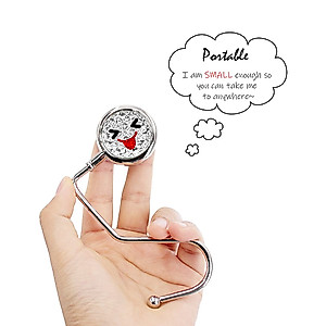 TANOSII Purse Hook Mental Clutch Holder Handbag Rhinestone Hanger for Table Desk Reverse White 2 Packs