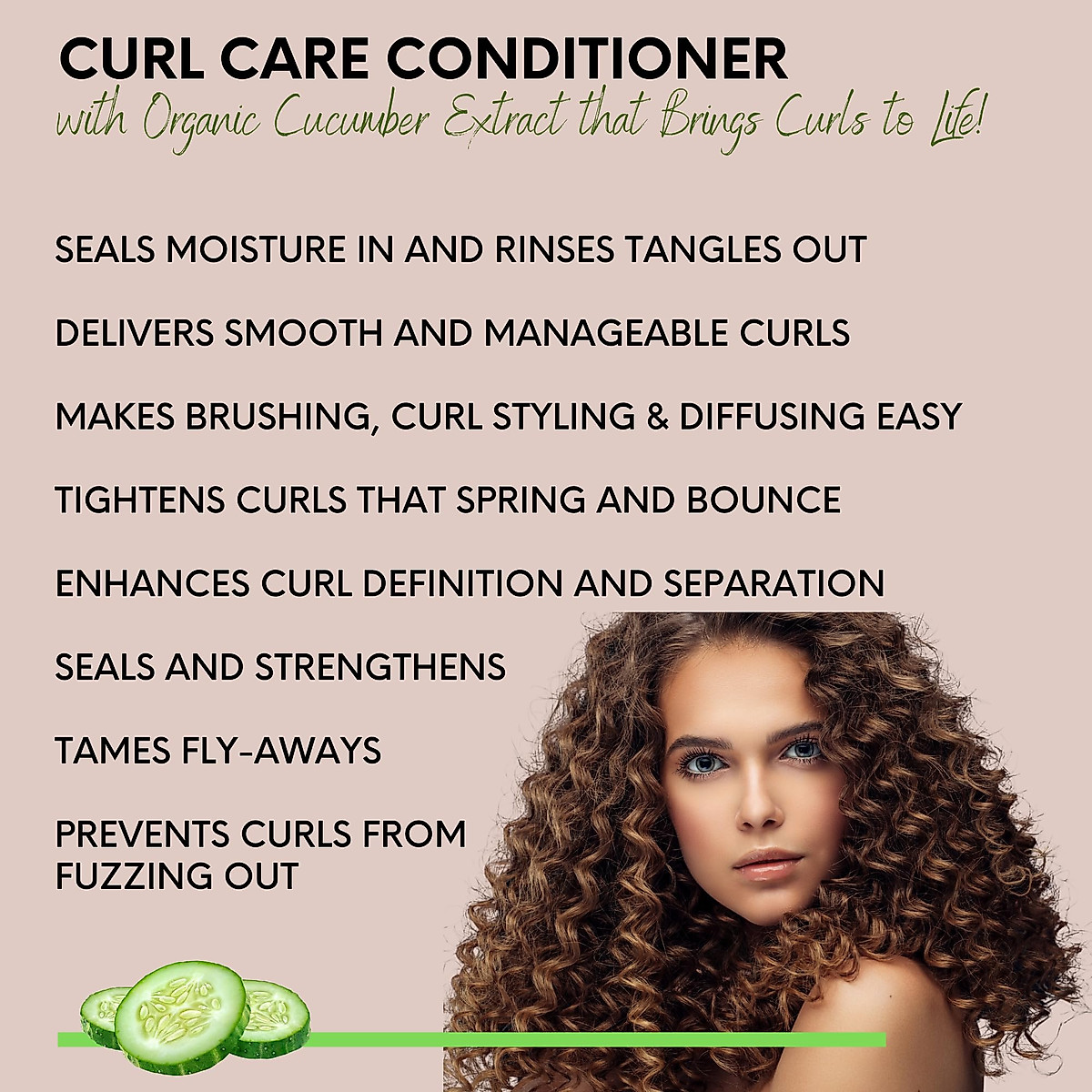 DermOrganic Organic Cucumber Curl Care – Sulfate Free, Color Safe, Hydrating – Conditioner – 17oz