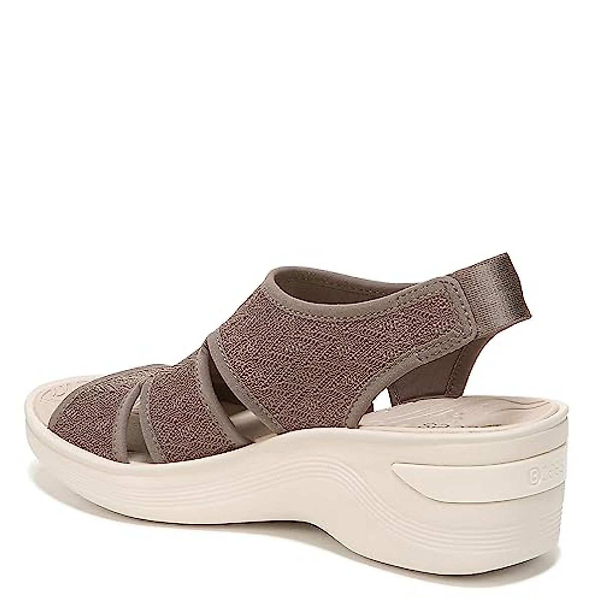 BZees Womens Daytona Slip-on Wedge Sandal, Morel Chevron, 7 Wide US