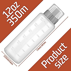 6 Pcs Porous Condiment Squeeze Bottle Refillable Condiment 5 Hole Container with Lid Syrup Squirt Bottle Sauce Dispenser Ketchup Bottle for BBQ Oil Hot Sauce Salad Cooking 12oz (Gray, White, Straight)