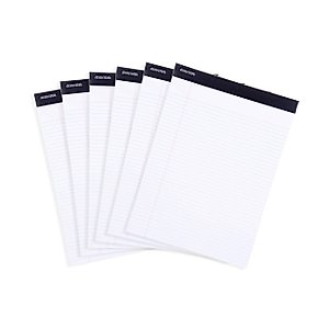 Mintra Office Legal Pads - ((BASIC WHITE 6pk, 8.5in x 11in, NARROW RULED)) - 50 Sheets per Notepad, Micro perforated Writing Pad, Notebook Paper for School, College, Office, Business