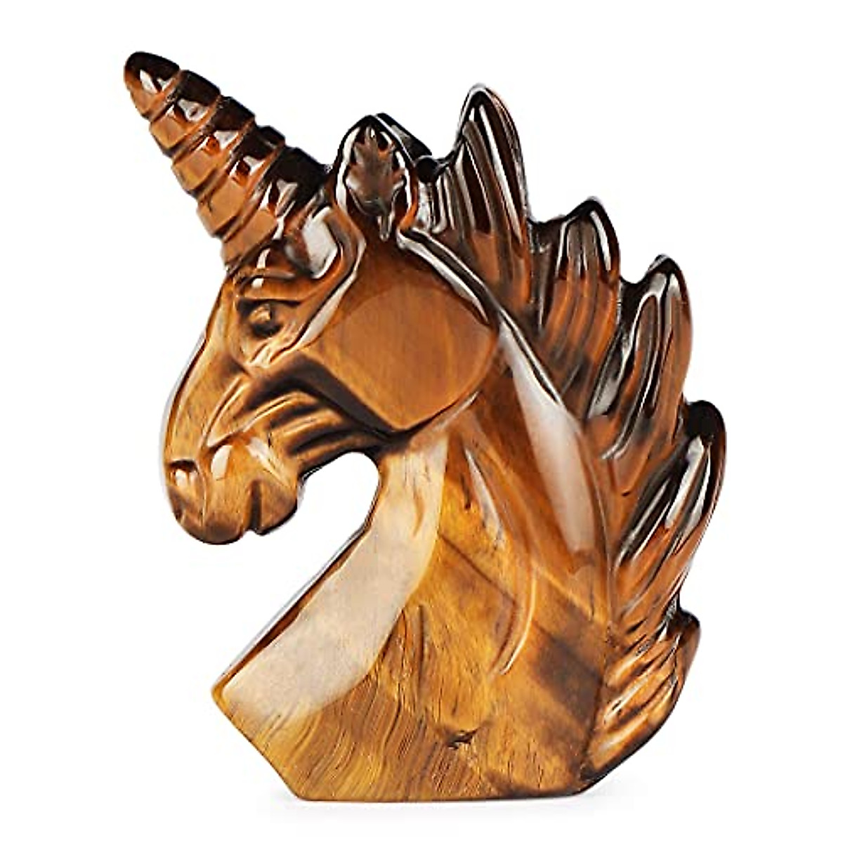 Artistone Tiger Eye Crystal Unicorn Figurine 3 Inch Carved Gemstone Decorative Unicorn Statue Ornament Collectible Healing Stone for Home Decor Birthday Mothers Day Christmas