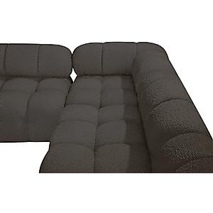 Meridian Furniture 611Brown-Sec4A Ames Collection Modern | Contemporary Modular Sectional with Rich Brown Boucle Fabric, Modular to Create Infinite Configurations, 102" W x 68" D x 28" H, Brown