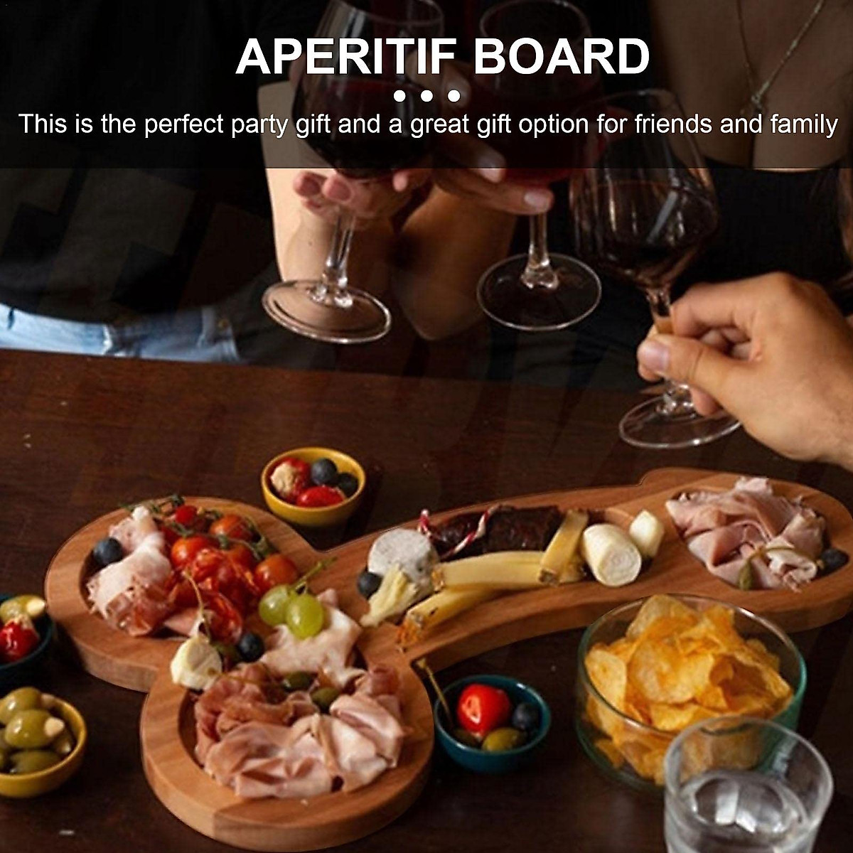 Aperitif Board, Creative Solid Wood Cheese Board and Charcuterie Boards, Restaurant Food Tray for Party, Gathering, 1Piece