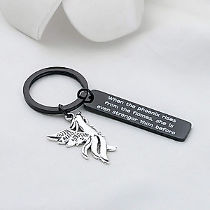 CYTING Phoenix Inspirational Quote Keychain Phoenix Jewelry Motivational Gift