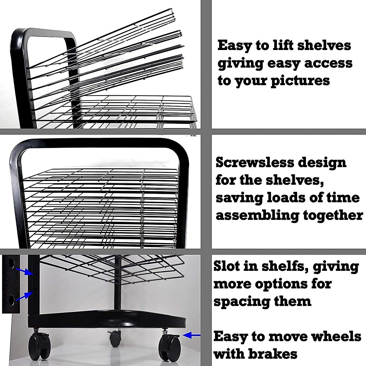 Art Drying Rack, 25-Tier Mobile Clothes Rack with Wire Rack for Artwork, Drying and Printing Rack, Protect Artwork While Drying, Great for Schools and Art Clubs