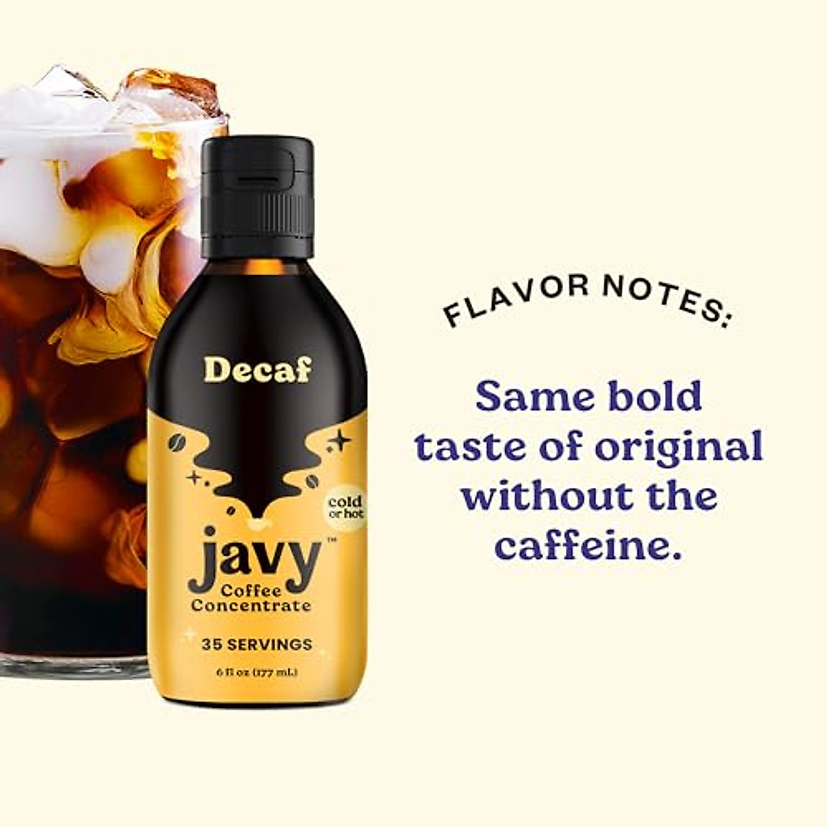 Javy Coffee Concentrate - Cold Brew Coffee, Perfect for Instant Iced Coffee, Cold Brewed Coffee and Hot Coffee, 35 Servings - Original Decaf