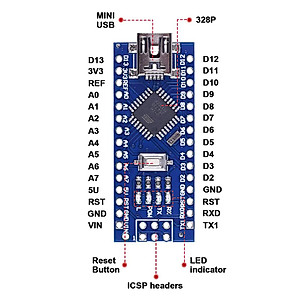 DORHEA for Nano V3.0 ATmega328P Nano Board CH340 5V 16M Microcontroller Board, Compatible with Arduino Electronics Development Board Nano 328P Nano 3.0
