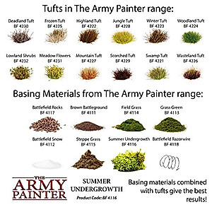 The Army Painter Battlefield: Summer Undergrowth Basing, 150 ml-For Miniature Bases & Terrains -Scenics Static Grass, Model Terrain Grass, Terrain Model Kit & The Army Painter Tufts for Bases of Minis