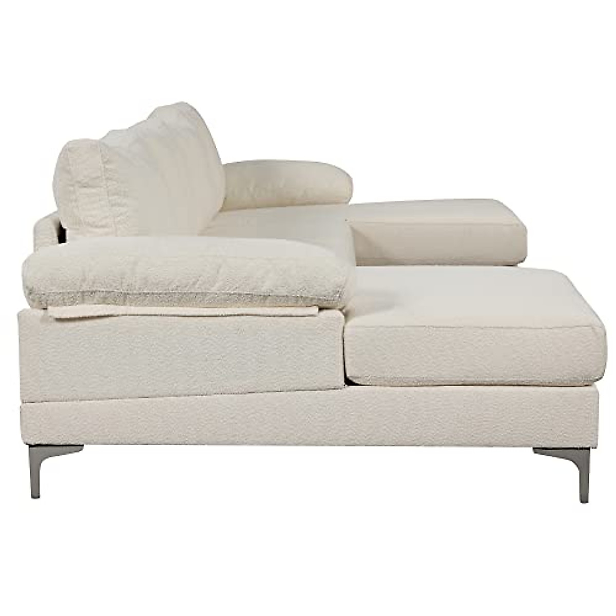 Casa Andrea Milano Modern Large BOUCLÉ U-Shape Sectional Sofa, Luxury Couch with Extra Wide Chaise Lounge, Couch for Living Room Apartment Lounge, Cream Boucle