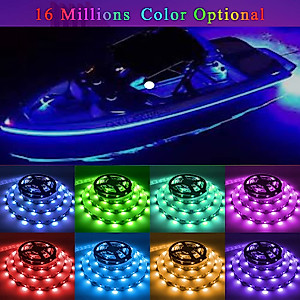 32.8Ft Boat Lights, Waterproof Led Strip Lights, 20 Colors Changing Boat Accessories with Remote, 12V Flexible RGB Lights for Boat Sailboat Kayak Fishing RV Awning Lights
