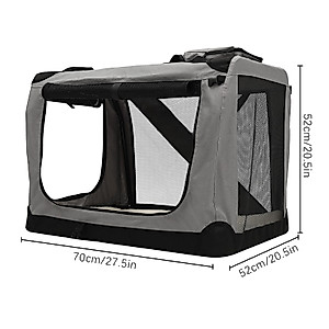 DYNAMI 27.5 inch Collapsible Crate for Dogs,3-Door Foldable Soft Kennel with Mesh Windows,Portable Dog Travel Crate with Strong Steel Frame,for Indoor & Outdoor Travel