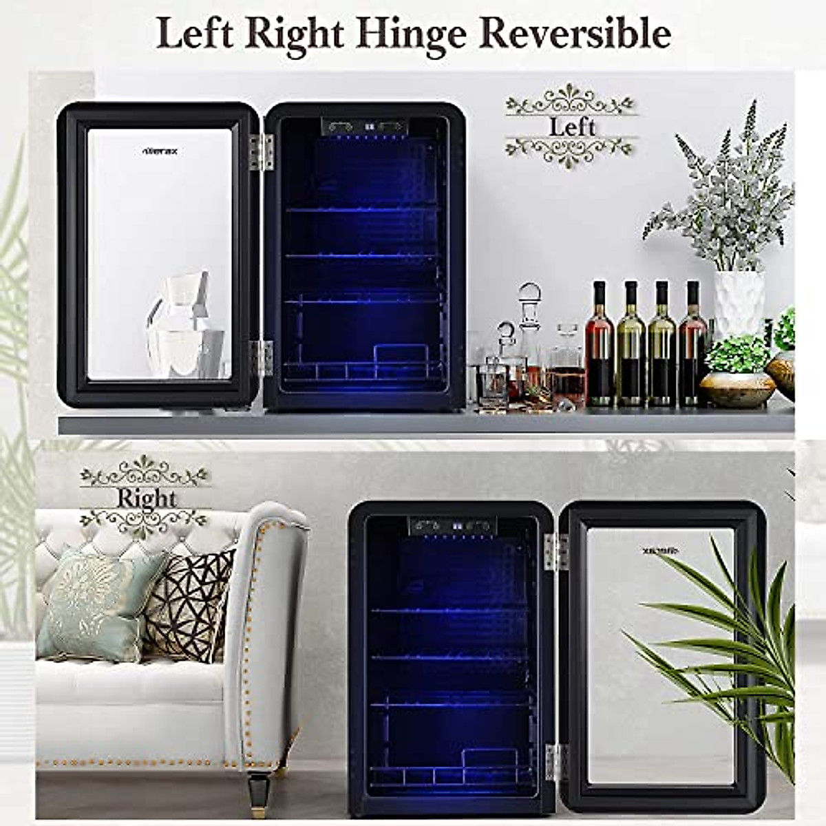 Merax 24 Bottle Retro Wine Cooler - Quiet Counter Top Wine Chiller, Freestanding Wine Refrigerator with Digital Display (24 Bottles-Black)