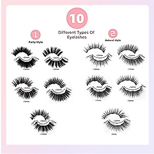 Upgraded 3D 5D Magnetic Eyelashes with Eyeliner Kit, 10 Pairs Natural Look 5 Magnets Eyelashes with Tweezer,Waterproof Liquid Eye Liner,Softer Reusable False Lashes Ultra Strong Hold and No Glue
