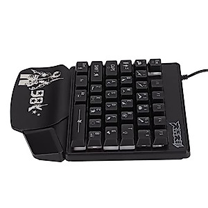 Jopwkuin Mini Gaming Keyboard, LED Glowing 35 Keys ABS Material One Handed Keyboard for Esports Game for Computer