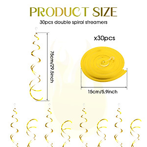 Gold Ceiling Swirl 30 Pcs Foil Party Streamers Decorations Ceiling Decorations Hanging Swirls Party Decorations Plastic Streamer Swirls Decorations for Wedding Thanksgiving Day Graduation Celebration