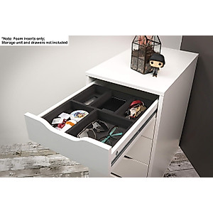 Polar Whale Drawer Organizer Compatible with Ikea Alex Tray Non-Slip Waterproof Insert for Office Home Dorm Garage 11.5 X 14.5 X 2 Inches 5 Compartments Black Deep Pockets