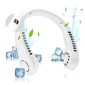 GALAXYER Neck Fan with Screen Display and 5 Speeds Levels, USB Rechargeable Bladeless Cooling Fan, Quiet Neck Cooler Personal Hanging Fan for Indoor Outdoor Travel Sports