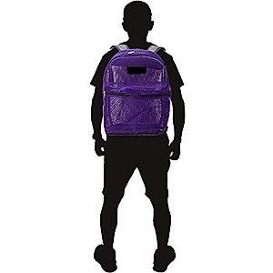 Travel Sport Transparent See Through Mesh Backpack/School Bag (Purple)