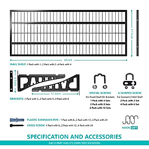 PAOKE Garage Wall Shelving, Heavy Duty Floating Shelves, Load Capacity Up to 1000 lbs, Easily Mounted on The Wall to Save Space in The Garage (1.5x3.8ft Black 4Pack)