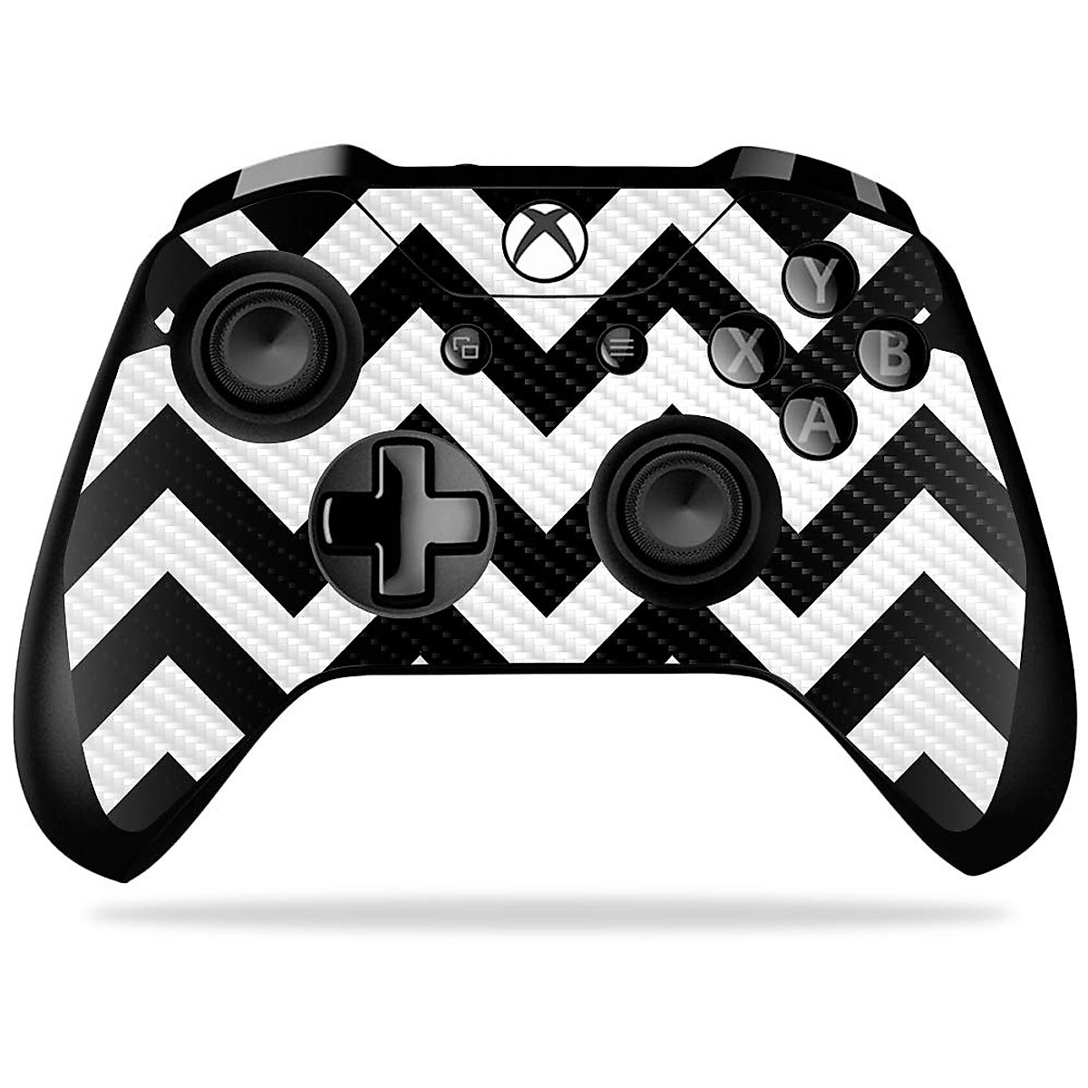 MightySkins Carbon Fiber Skin for Microsoft Xbox One X Controller - Black Chevron | Protective, Durable Textured Carbon Fiber Finish | Easy to Apply, Remove, and Change Styles | Made in The USA