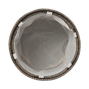 KOUBOO Round Rattan Laundry Hamper with Removable Liner and Lid - Coastal, Natural Decor Style - Small Size for Apartment Living - Stylish Addition for Your Home -18 in. height, Black-Wash