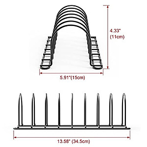 JAQ Pot Lid Rack Organizer, 13.5'' Kitchenware Dividers Holder for Plates, Pans, Cutting Boards, Muffin Tins, Baking Sheets in Cabinets Shelf Countertop Pantry ( Black, 8-Slot)