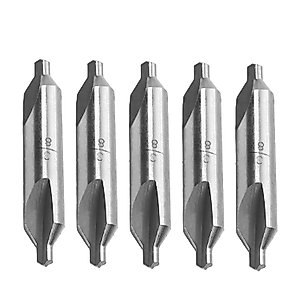 Bettomshin 5 Pcs Center Drill Bits Set, 27mm Straight Handle High-Speed Steel Drills, 3/8inch HSS-6542 Silver Countersinks Drills Set