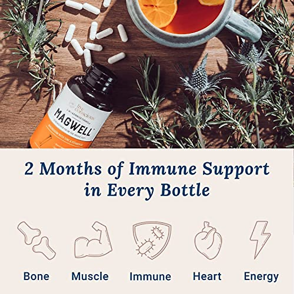 Magwell Magnesium Zinc & Vitamin D3 - Highly Bioavailable Magnesium: Glycinate, Malate, & Citrate - 3-in-1 Magnesium Supplement for Women & Men - Bone, Heart, Immune Support - 120 Capsules by LiveWell