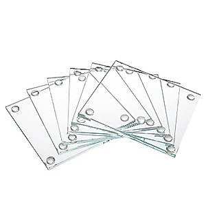 YOUEON Set of 6 Glass Drink Coaster Set, 3.5"x3.5" Crystal Clear Square Tabletop Protection Mat, Decorative Glass Plates for Mugs, Cups, Dining Tables, Office, Kitchen, Home Decor and Parties