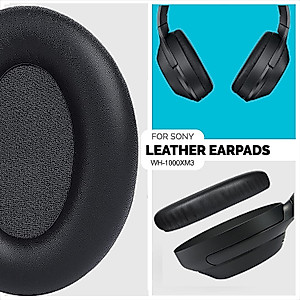 Replacement Ear Pads Cushions Compatible with Sony WH-1000XM3, Earpads for WH 1000XM3 Headphones, Soft High Protein Leather, Superior Noise Isolation Memory Foam(Black)
