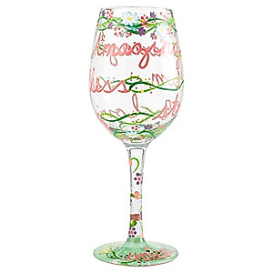 Enesco Designs by Lolita Mom Everyday Hand-Painted Artisan Wine Glass, 1 Count (Pack of 1), Multicolor